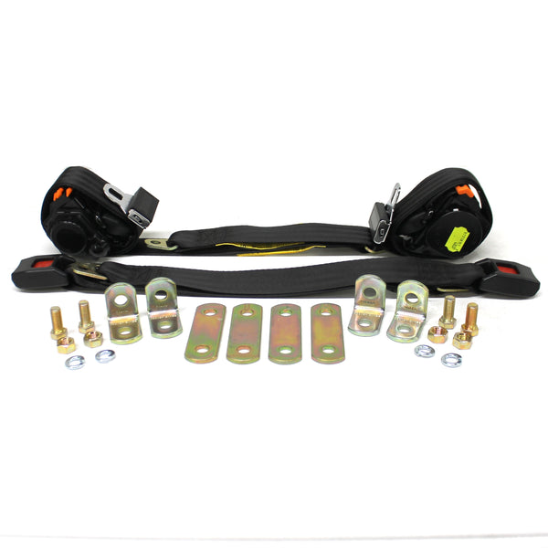 Black Seat Belts - 3 Point Lap & Shoulder Retractable Front - FJ40, FJ ...